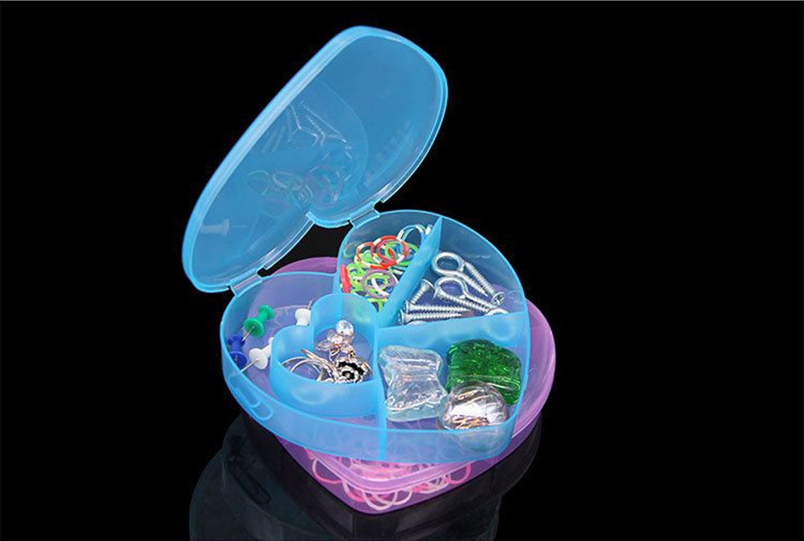 Clear/pink/blue/purple Heart Shape Plastic Box Clear Heart | Etsy