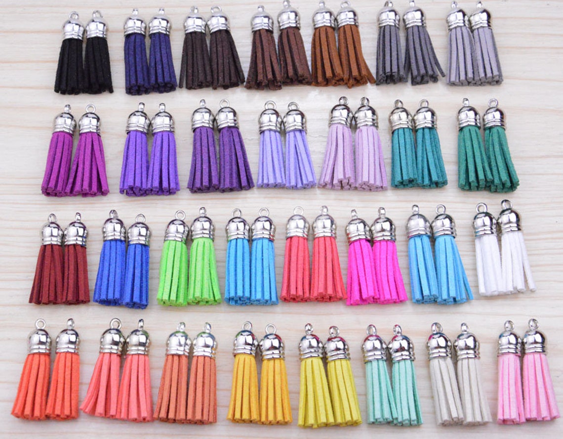 50 Pcs Jewelry Tassels Assorted Color Tassel With Silver Cap | Etsy