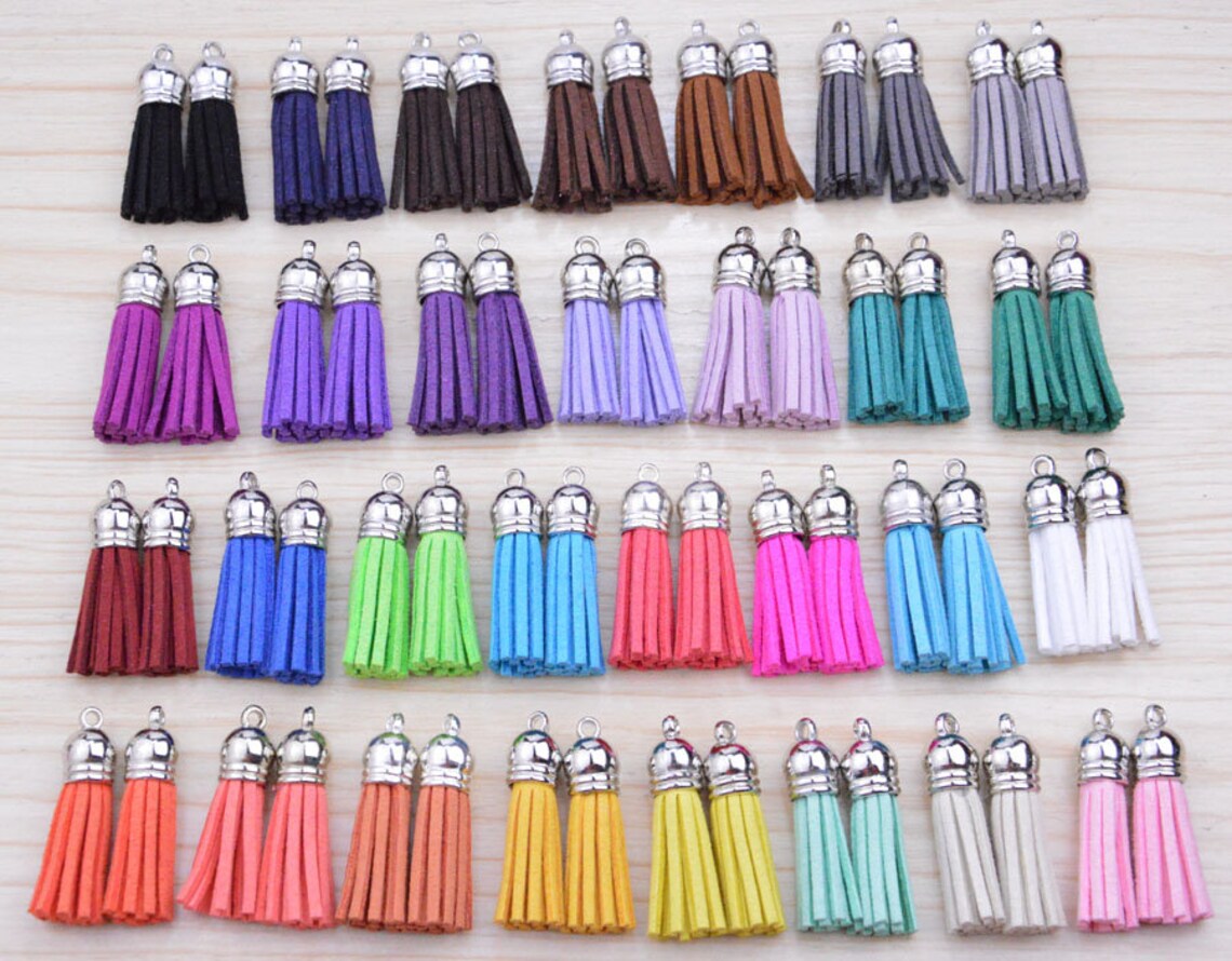 50 Pcs Jewelry Tassels Assorted Color Tassel With Silver Cap - Etsy