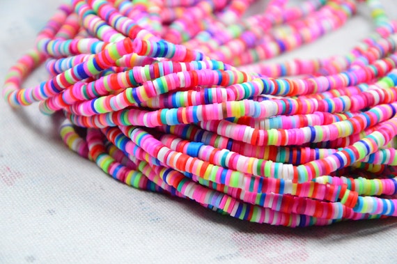 4mm Rainbow Polymer Clay Beads Spacer Beads Fimo Vinyl Heishi Beads for Clay Bracelets Polymer Clay Disc Beads Etsy