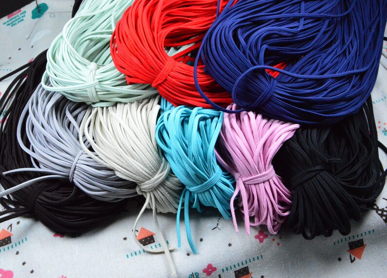 10 Yds Assorted Color Flat Elastic Cord Stretch Drawstring DIY | Etsy