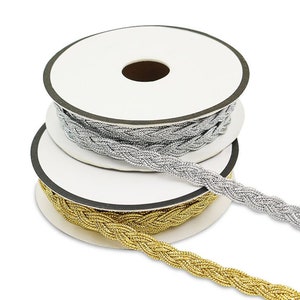 3yds Gold/silver Braided Ribbon, Plaited Narrow Braid, Gold/silver ...