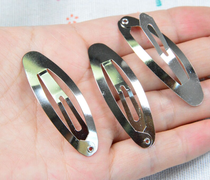 50pcs silver metal hair clips oval snap clips jewelry clips | Etsy
