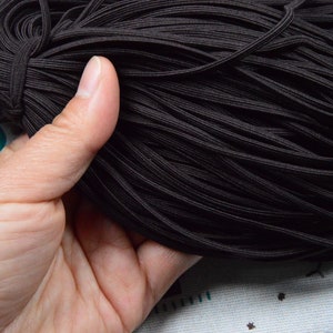 100 Yds Brown Flat Elastic Cord for Face Masks 3x2mm Stretch Drawstring ...