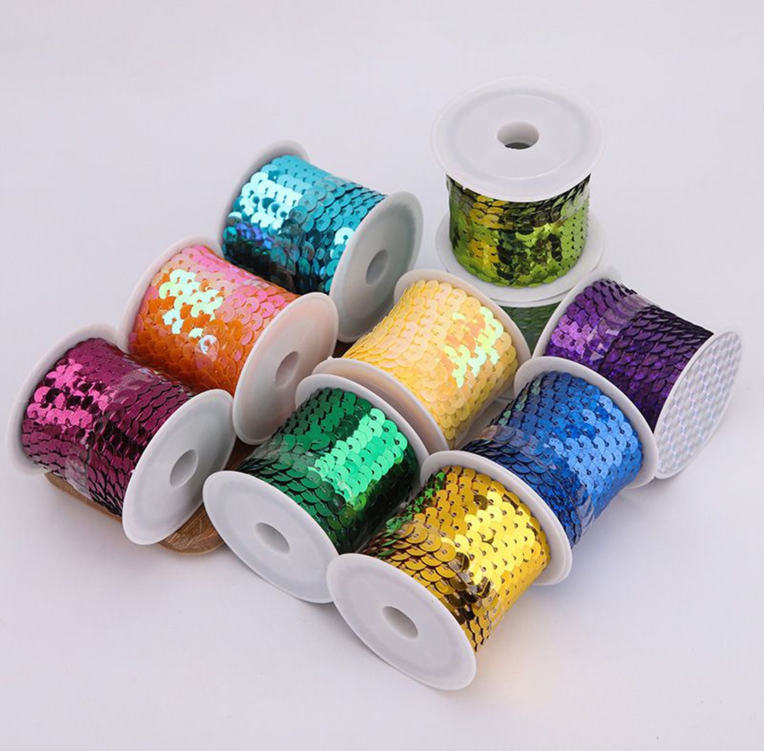 22 Colors Holographic Sequin Trim, 6mm Width Iridescent Metallic Sequin ...