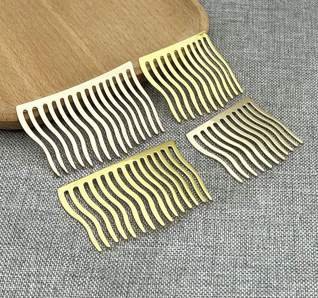 11teeth/15teeth Waving Copper Combs, Gold/kc Gold Metal Combs, Hair ...