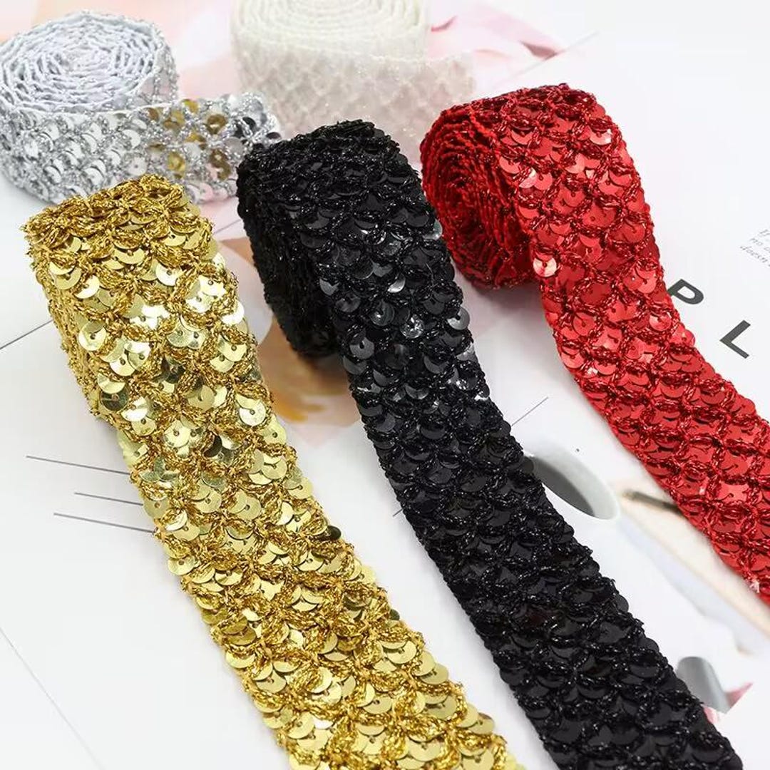 3cm Width Sequin Tape, Fish Scale Sequin Trim, Sparkle Sequin Ribbon ...