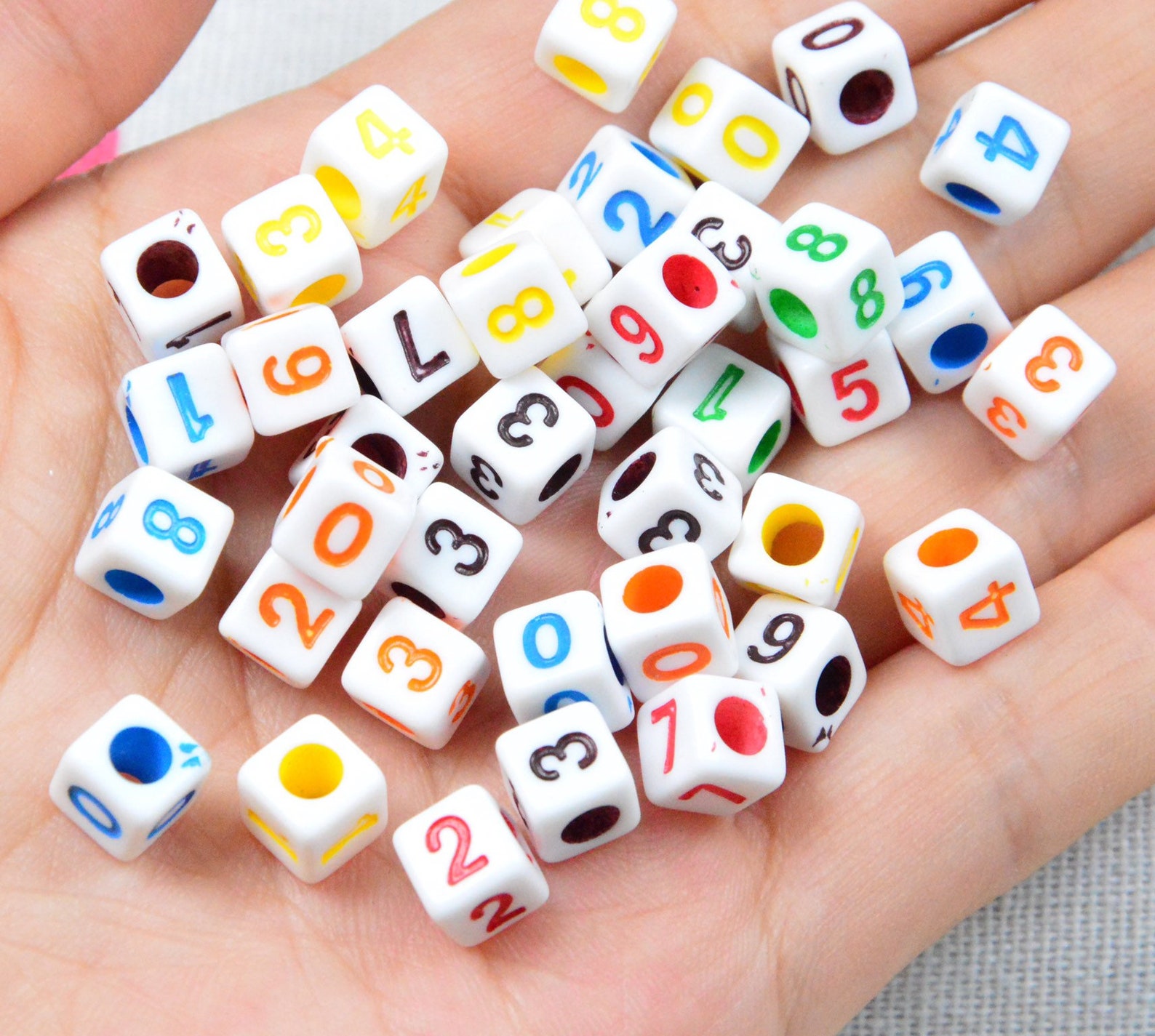 100pcs Mini White Plastic Cubes Number Beads Colorful - Etsy
