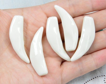 10 Pcs Ivory Plastic Sharp Animal Teeth Charm Pendant 14x57mm | Etsy