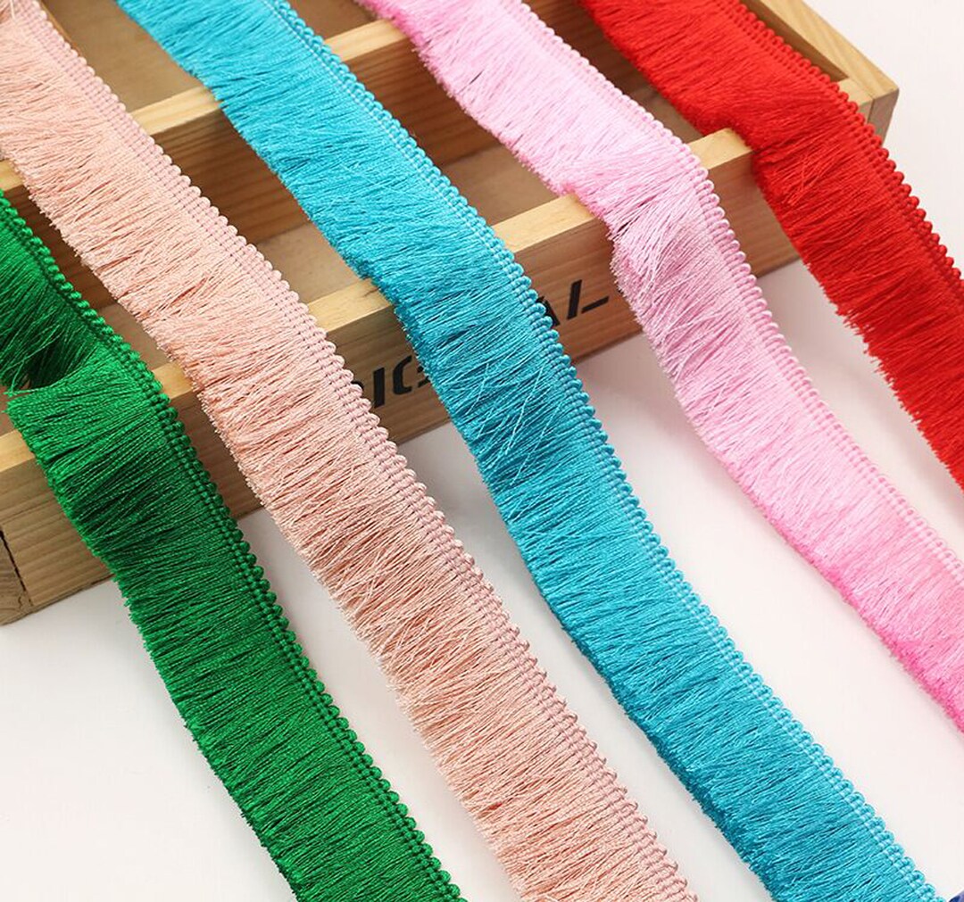 10ft 1.1'' Wide Silk Fringe Trim Thick Silky Brush Fringe Ribbon Lace ...