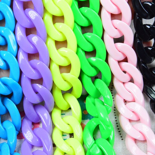 50 Pcs Assorted Color Plastic Chain Links Open Twist Chain - Etsy
