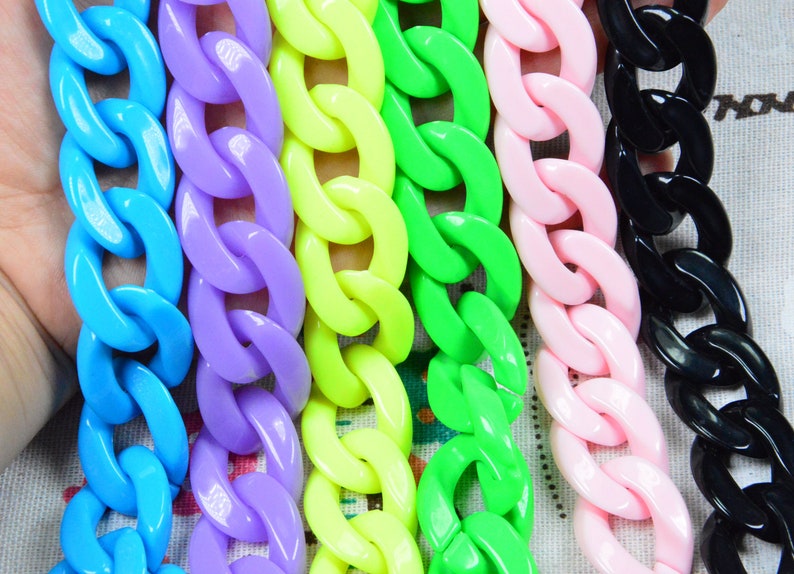 50 Jewelry Plastic Chain Links Assorted Color Chunky Twist - Etsy