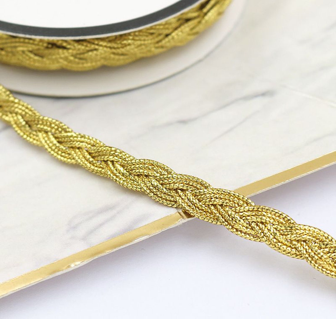 3yds Gold/silver Braided Ribbon, Plaited Narrow Braid, Gold/silver ...