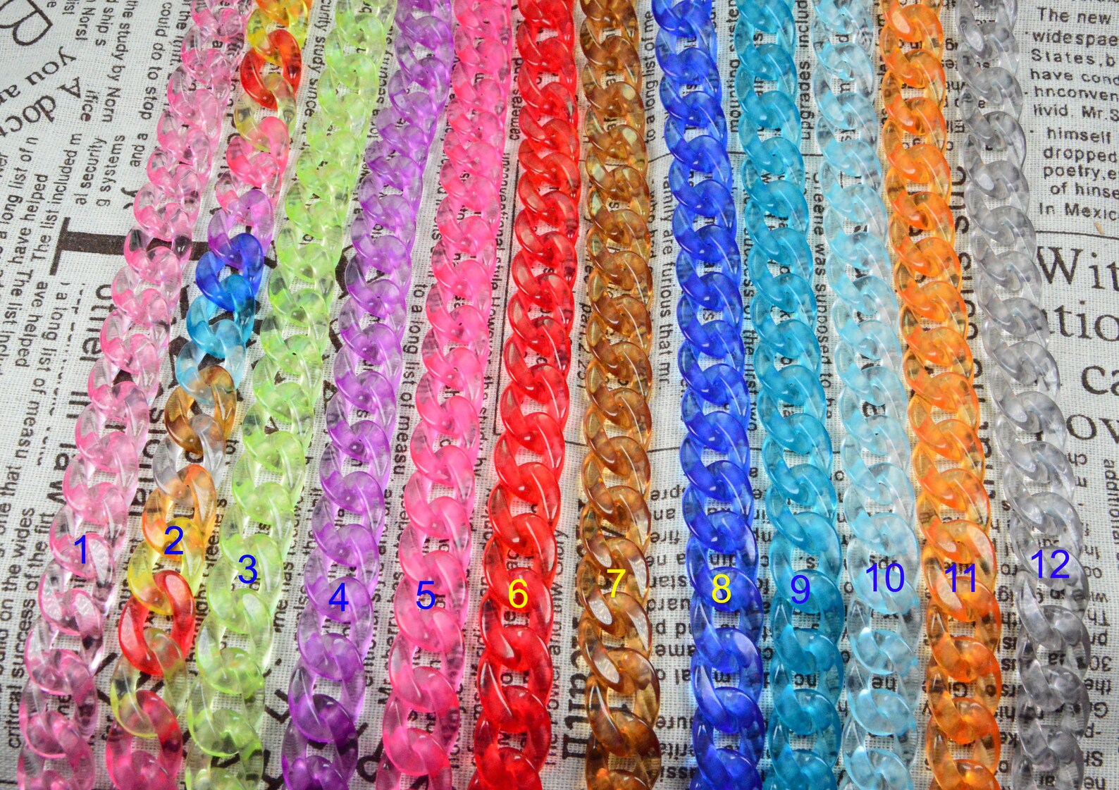Flat Twist Plastic Chain Assorted Color Transparent Acrylic - Etsy