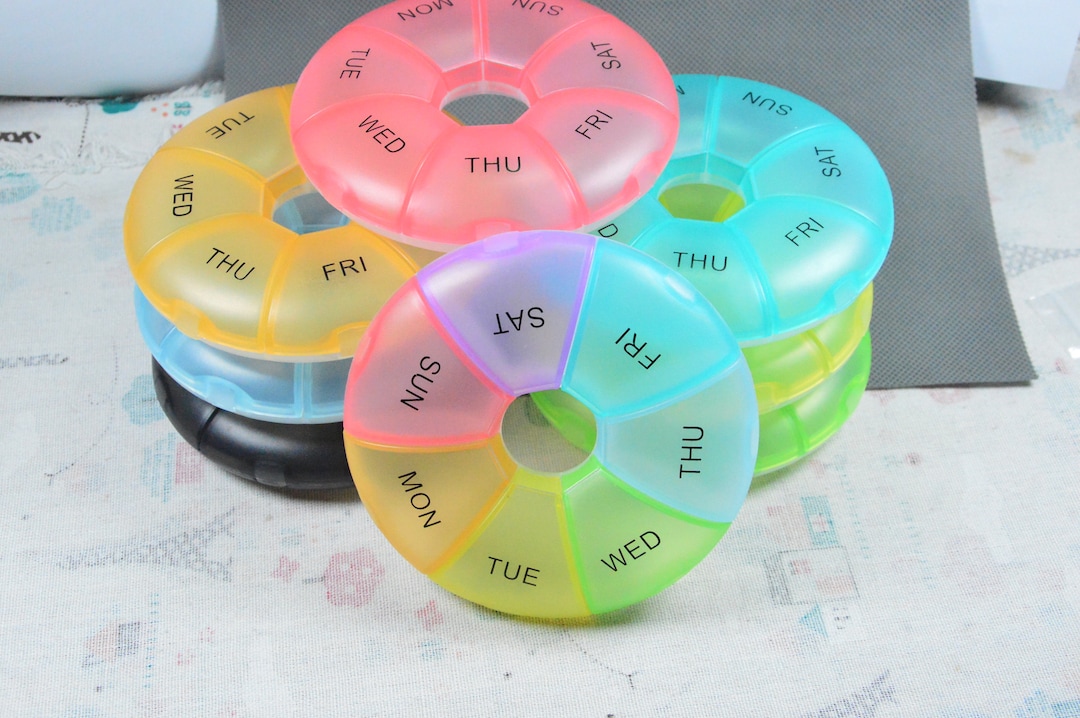 7 Day Weekly Box, Round Plastic Box Pill Box, Pill Medicine Box, 7 ...