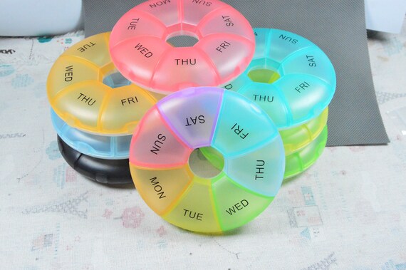 7 Day Weekly Box Round Plastic Box Pill Box Pill Medicine - Etsy