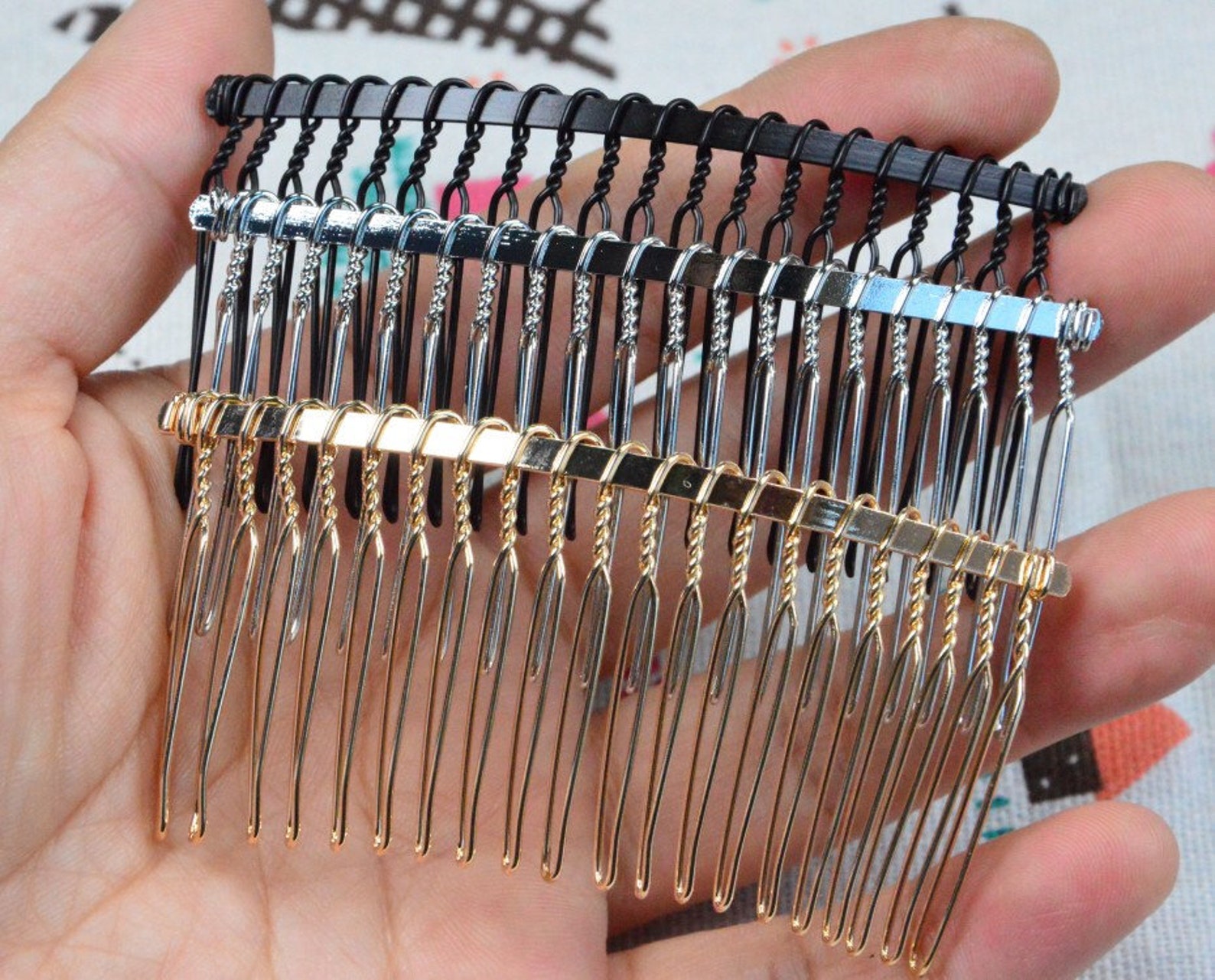 20 Pcs Silver/gold/black Metal Combs Jewelry Hair Combs | Etsy