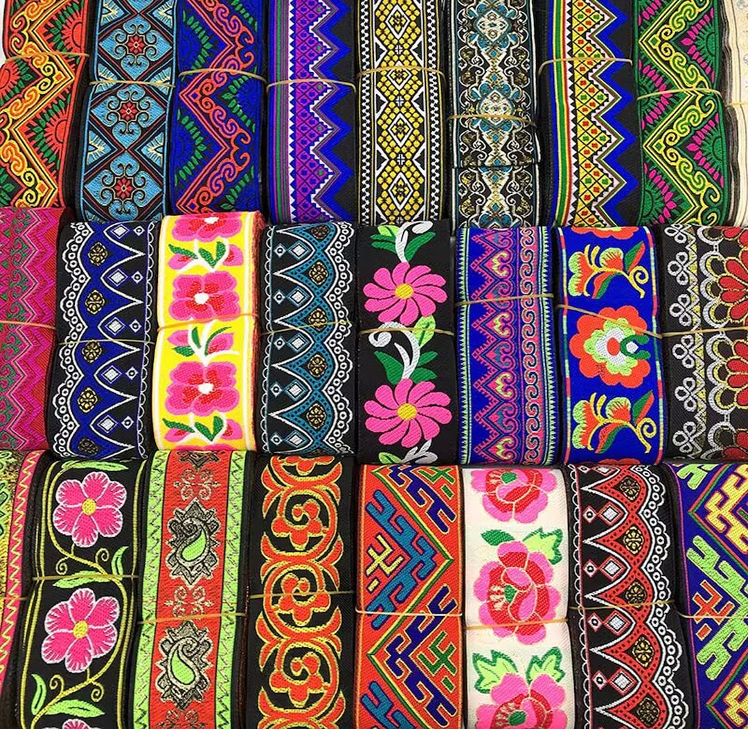 5CM Width Flower Jacquard Ribbon, Geometric Jacquard Ribbon Trim, Woven ...