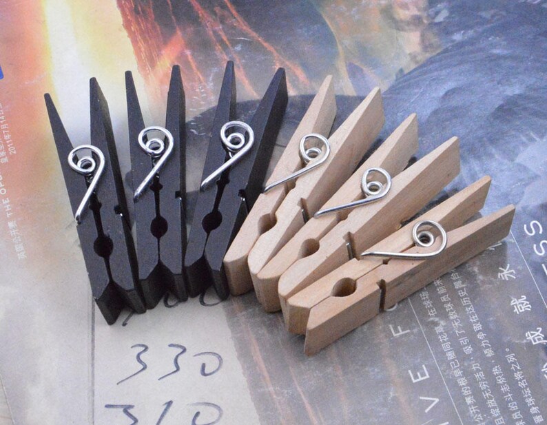20 Pcs Black/natural Wood Pegs Wooden Pegs Large Wood - Etsy