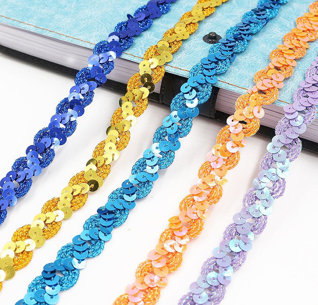 3 Yds/10 Yds 1.5cm Wide Braided Sequin Trim by the Yard, Holographic ...