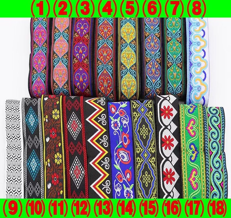 3.3cm Wide Assorted Jacquard Ribbon, Geometric Ribbon Embroidered ...