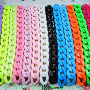 50 Jewelry Plastic Chain Links, Assorted Color Chunky Twist Open Chain ...