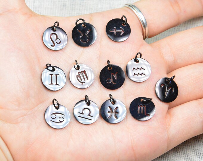 12mm Zodiac Signs Gold Round Zodiac Charms Stainless Steel - Etsy