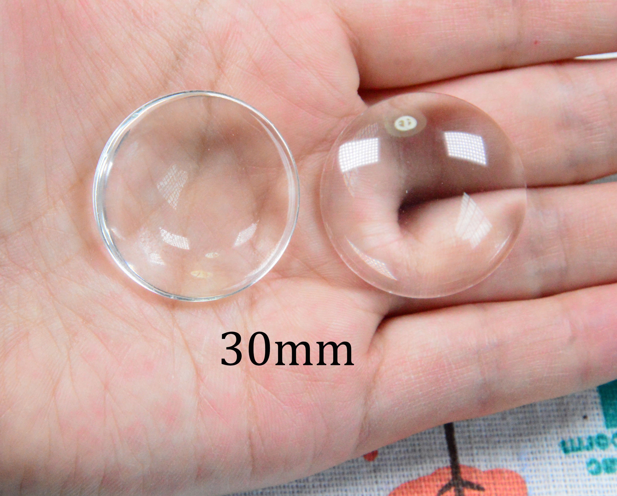 20pcs round clear glass cabochons domed flat back glass | Etsy