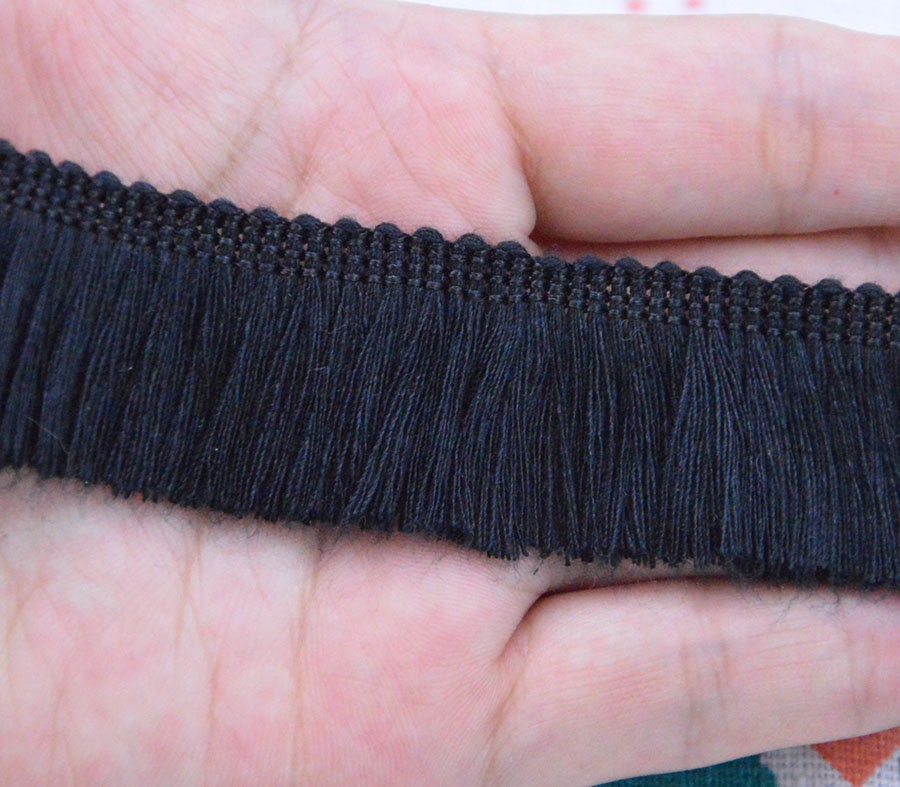 3m Cotton Fringe Ribbon, 1'' Wide Black Brush Fringe Trim, Earring ...