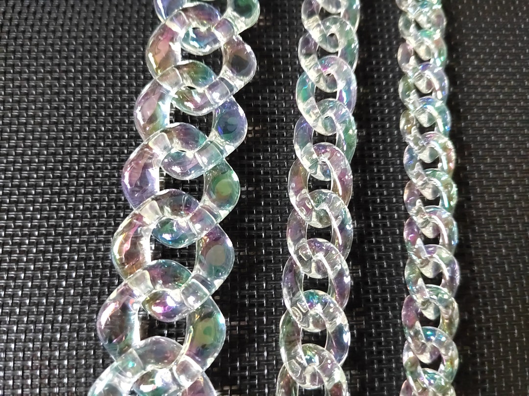 Iridescent Shiny Acrylic Chain, Clear Plastic Chain, Transparent Open ...
