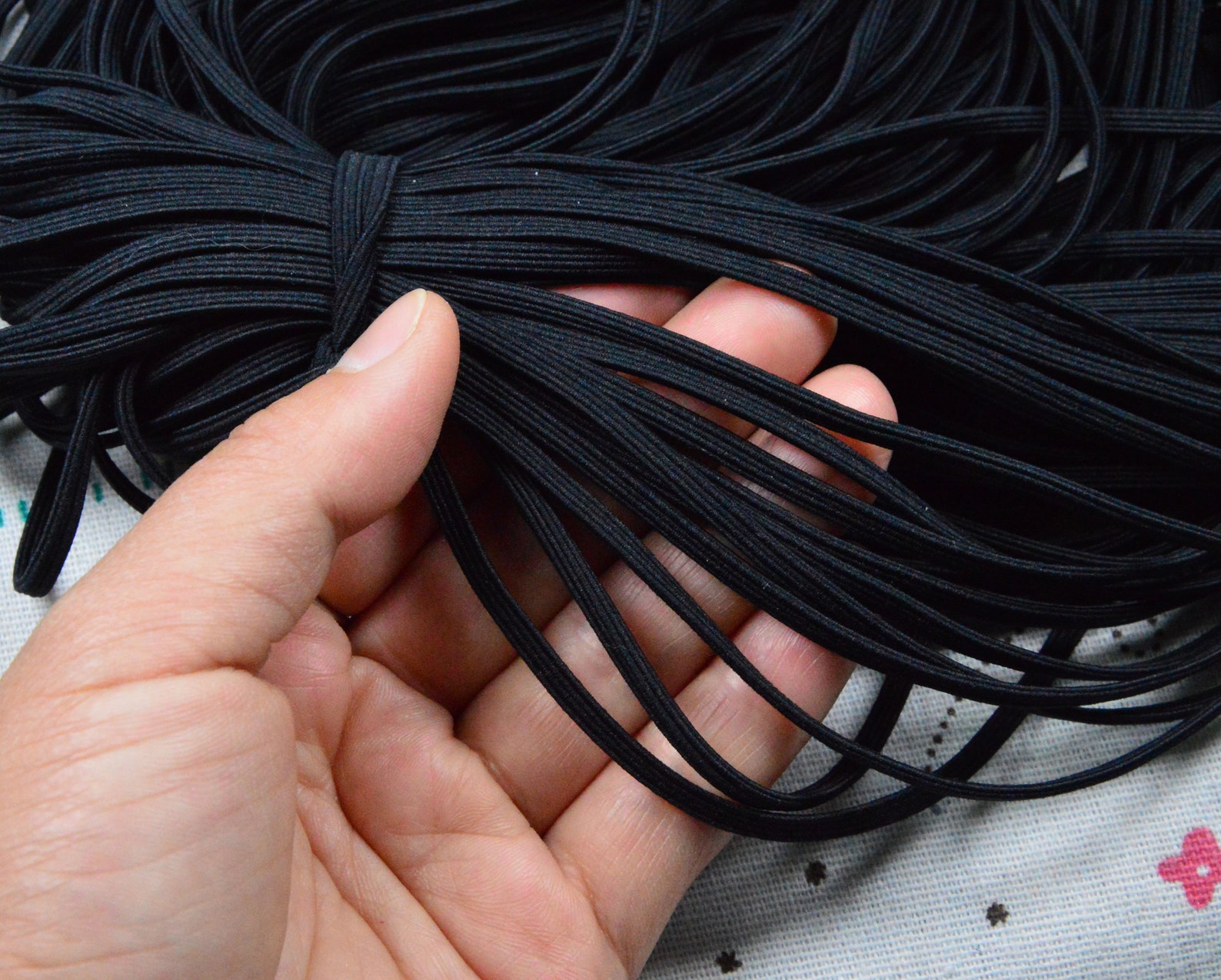 100 Yds Black Flat Elastic Cord 3x2mm | Etsy