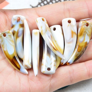 Tooth Pendant, Fang, 20pcs Resin Marbled Ivory Sharp Animal Teeth ...