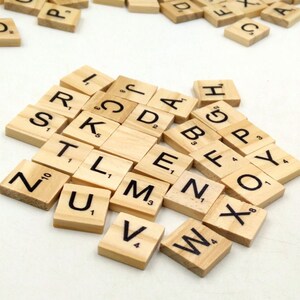 100pcs Black Alphabet Letter Square Woods, Natural Pine Wood Cubes ...