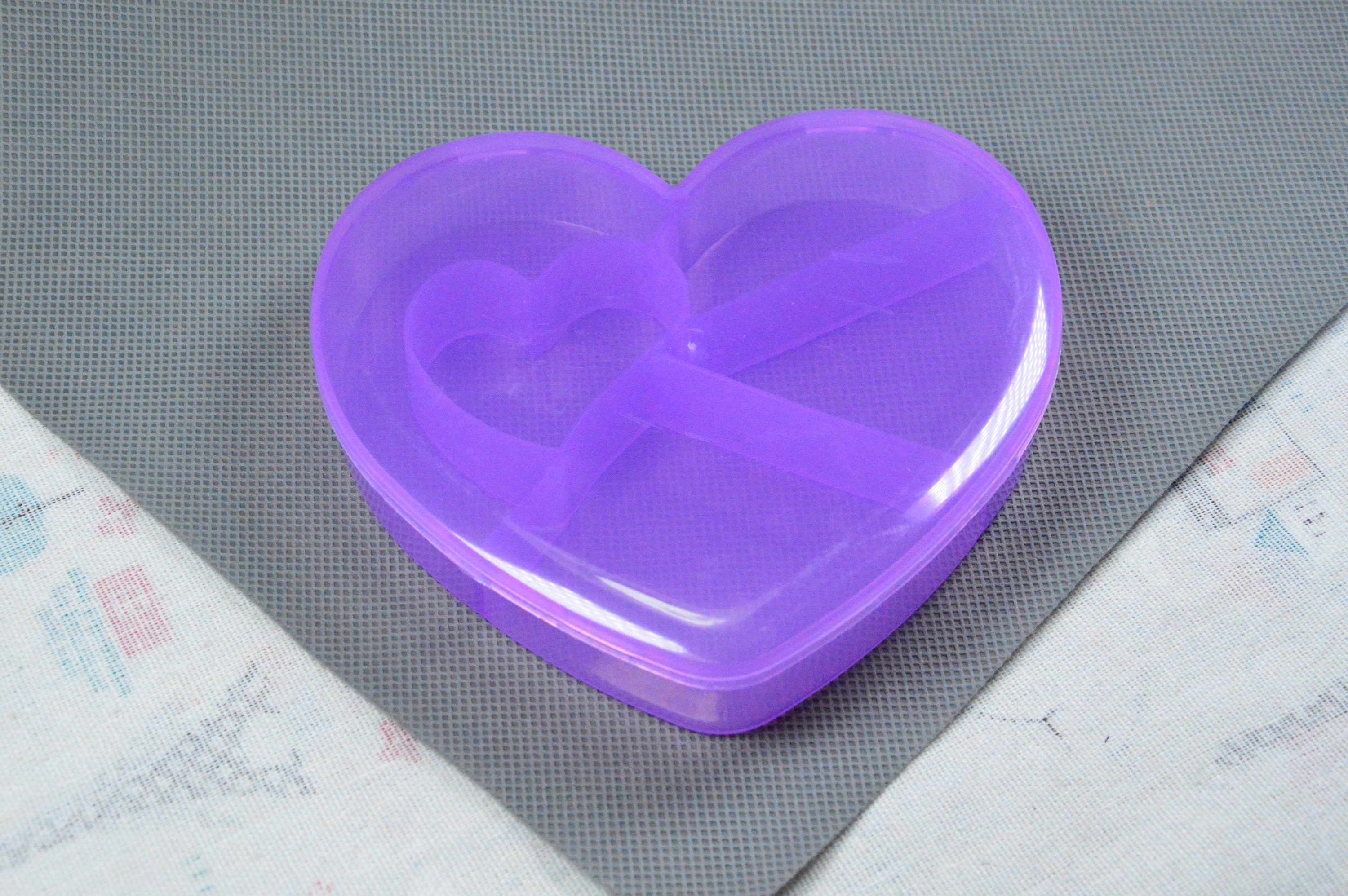 Purple Heart Box With Unmovable 5 Grids Heart Shape Plastic - Etsy
