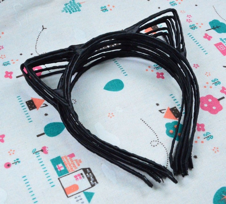10 Pcs Cat Ears Headbands Black Satin Wrapped Metal Cat Ears - Etsy