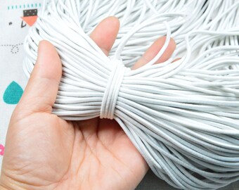 20 Yds Round Elastic Cord 2.5mm White Stretch Cord Braided | Etsy