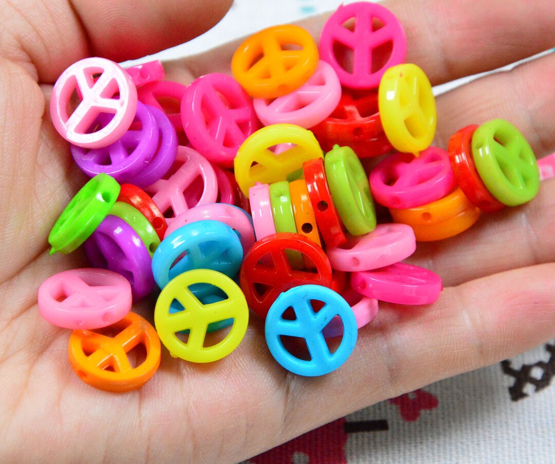100pcs Assorted Color Plastic Peace Sign, Mini Peace Sign Beads 14mm - Etsy