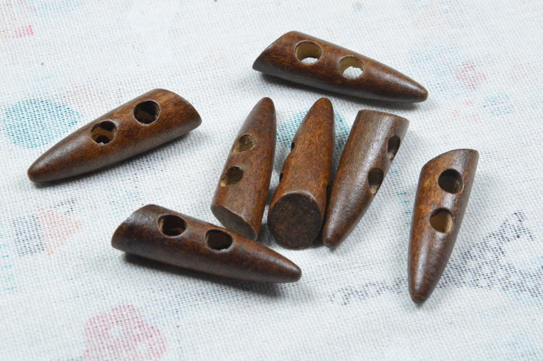45mm Brown Wood Horn Toggle Button, 20pcs Wooden Toggles Coat Buttons ...