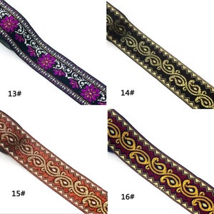 3.3cm Width Geometric Jacquard Ribbon, Ethnic Floral Embroidered Fabric ...