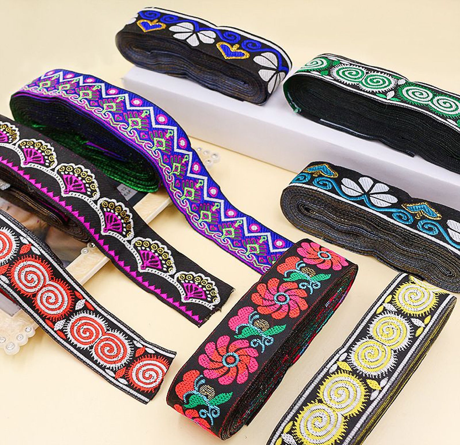 3.3cm Wide Assorted Pattern Jacquard Trim Floral Jacquard - Etsy