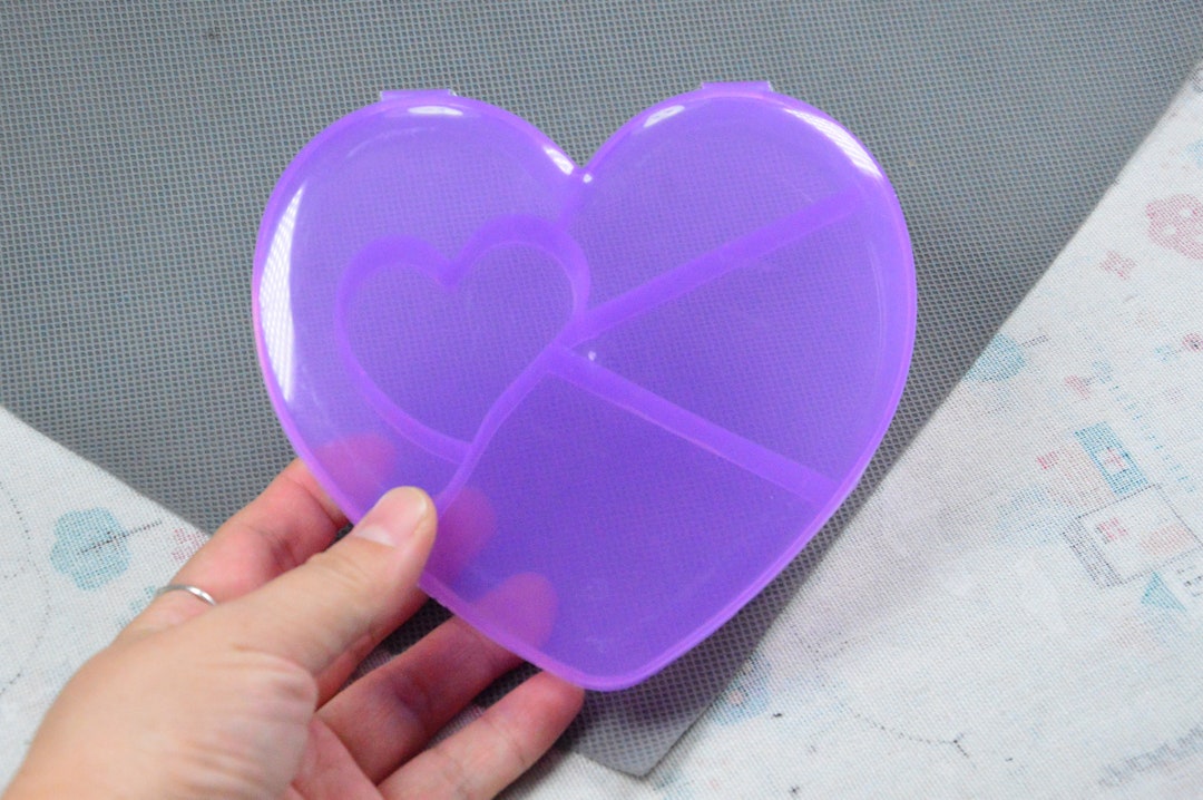 Purple Heart Box With Unmovable 5 Grids, Heart Shape Plastic Box ...