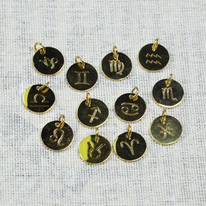 12mm Zodiac Signs, Gold Round Zodiac Charms, Stainless Steel ...