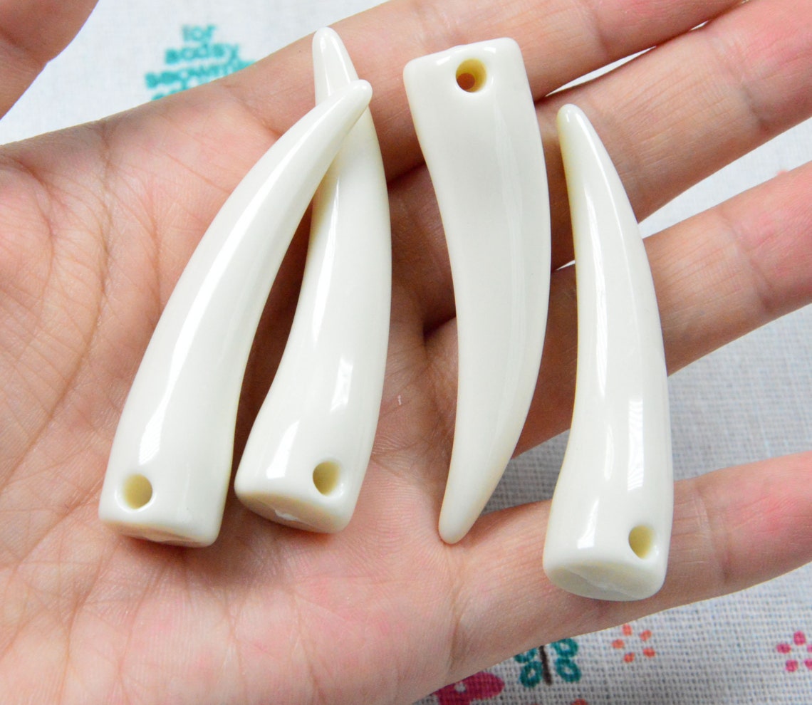 30pcs Ivory Resin Sharp Animal Teeth Large Curved Animal - Etsy