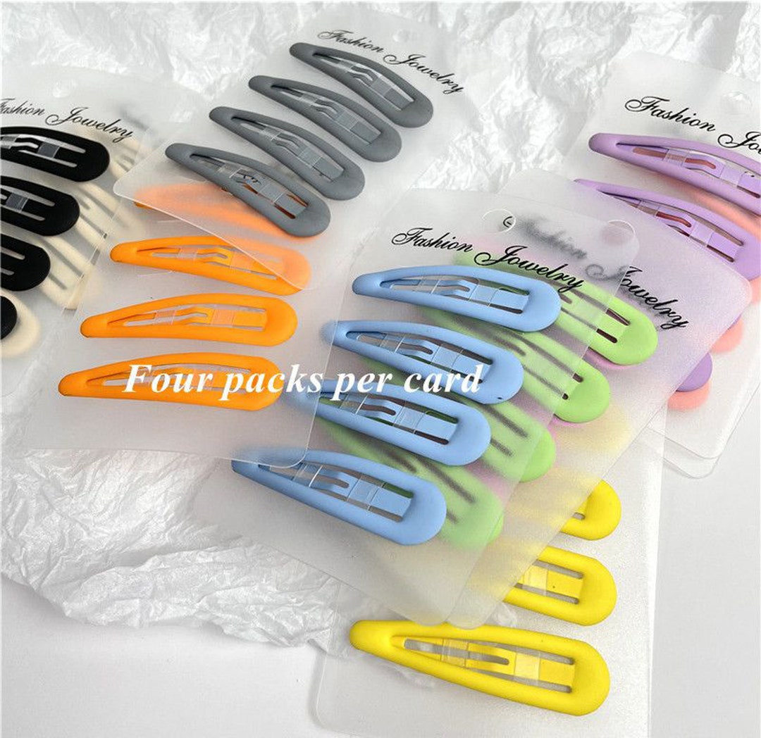 4 Pcs/card Assorted Color Matte Snap Clips, Baby Hair Clips Snap Hair ...