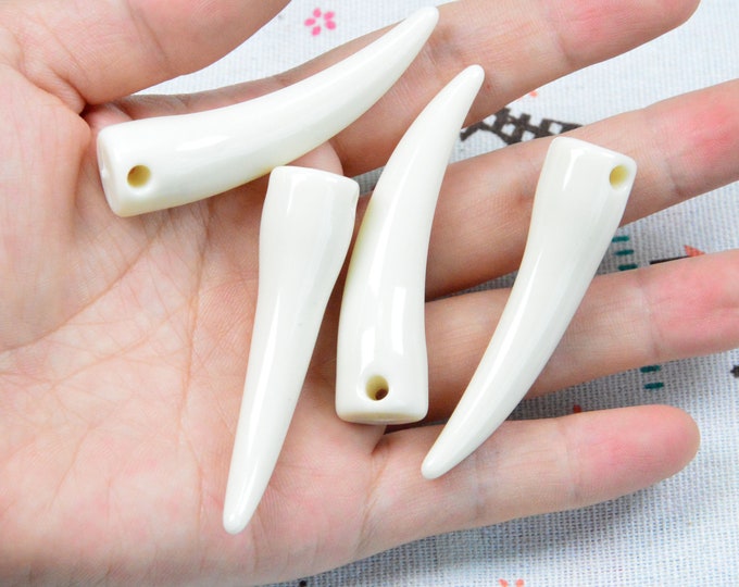 10 Pcs Ivory Plastic Sharp Animal Teeth Charm Pendant 14x57mm | Etsy