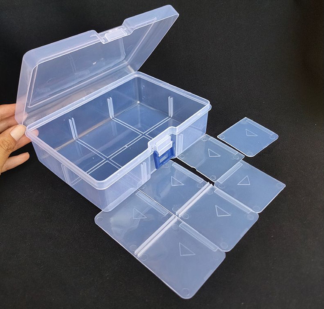 Large Clear Plastic Box, Rectangular Transparent Box With Removable 6 ...