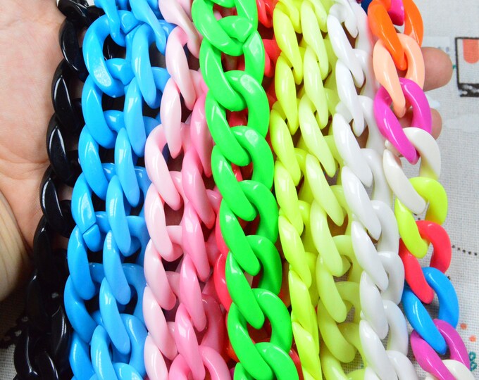 50 Jewelry Plastic Chain Links Assorted Color Chunky Twist - Etsy
