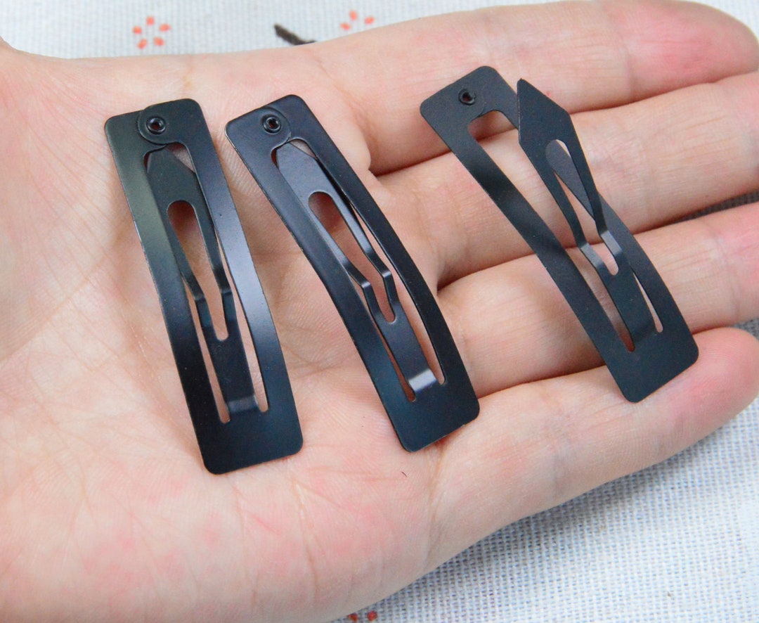 10 Pcs/20 Pcs Matte Black Square Snap Clips, Metal Hair Clips 17x58mm ...