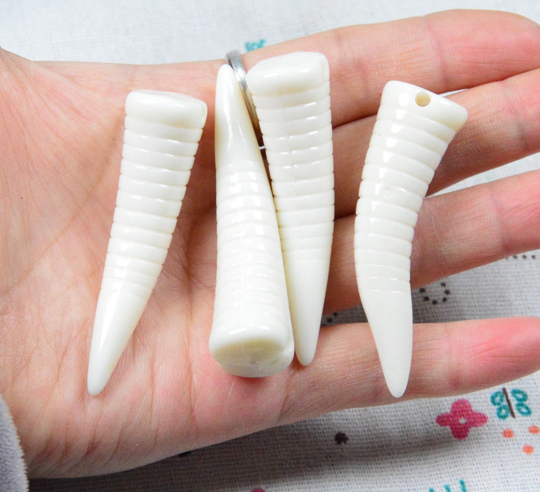 10 Pcs Large Wolf Teeth Charms, Spiral Ivory Plastic Horn, Animal Tooth ...