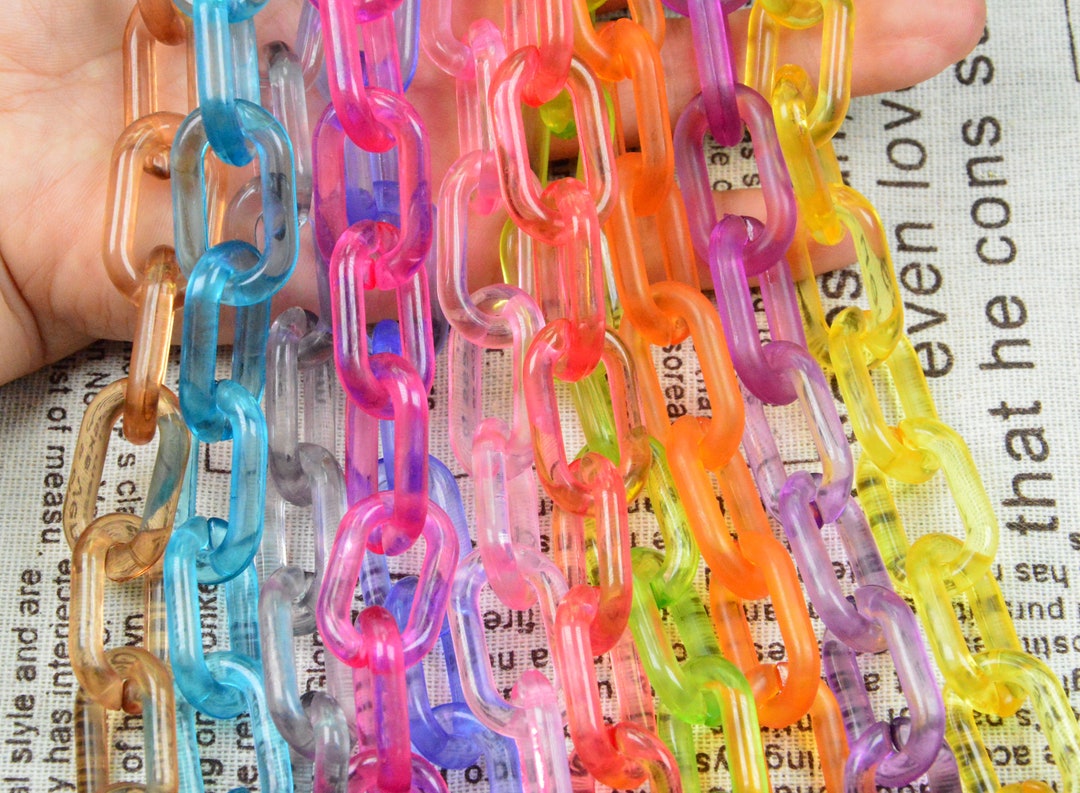 Assorted Color Transparent Oval Link Plastic Chain, Open Link Acrylic ...